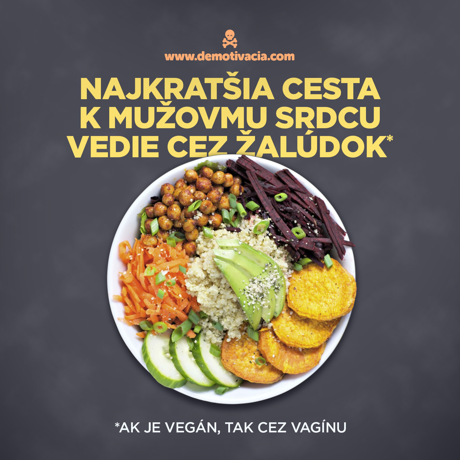 Najkratšia cesta k mužovmu srdcu vedie cez žalúdok. - Demotivacia